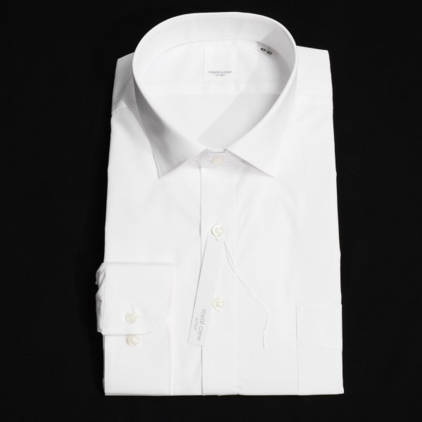 【未使用】新品1円～★Royal Crew ロイヤルクルー 大丸松坂屋 ノーアイロン 長袖 白無地 レギュラーカラードレスシャツ LL 42 ...