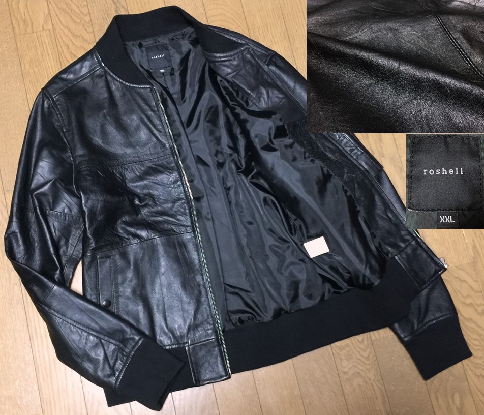 【やや傷や汚れあり】roshell ロシェル 再構築 本革 リプロダクト レザー MA-1 フライト ブルゾン ライダース ジャケット 黒 ブラック メンズ XXL 細身XL位 羊革の落札情報 ...