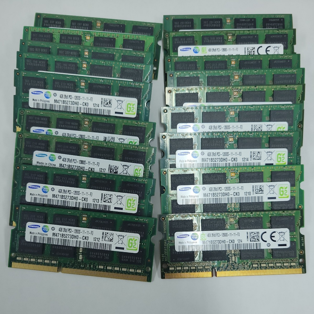 【傷や汚れあり】【20枚セット】4GB DDR3 SAMSUNG 2R×8 PC3-12800S-11-11-F3 S.O.DIMM ...