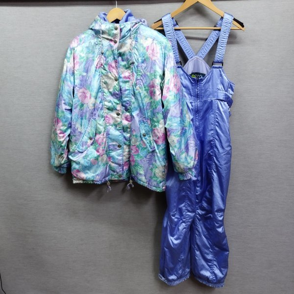 【やや傷や汚れあり】K538 MACBIRD スキー ウェア セットアップ 上下 ジャケット パンツ 花柄 昭和 レトロ ウィンター スポーツ ...
