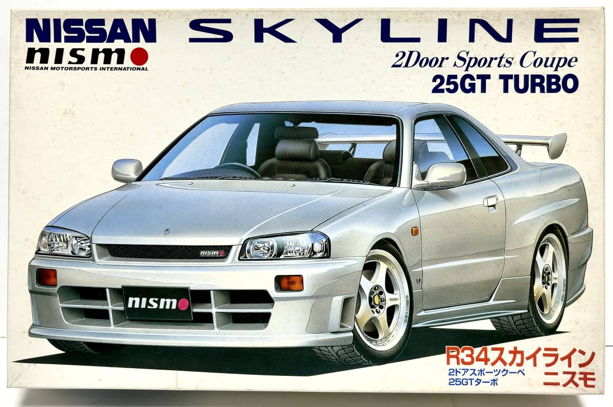 【傷や汚れあり】フジミ1/24 R34 スカイライン 2ドアスポーツクーペ ニスモバージョン 25GTターボ インチアップID18 未組立 FUJIMI R34 SKYLINE nismoの ...