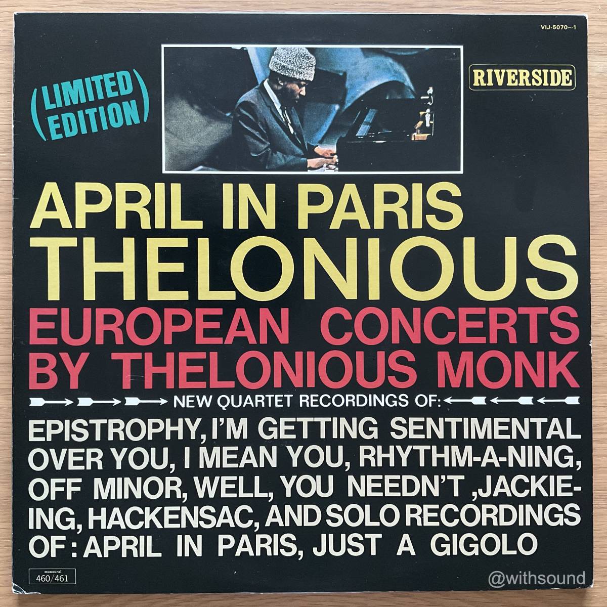 【傷や汚れあり】THELONIOUS MONK April In Paris 国内盤 2枚組 LP 1982 RIVERSIDE VIJ-5070-1の落札情報詳細 - ヤフオク落札価格検索 ...