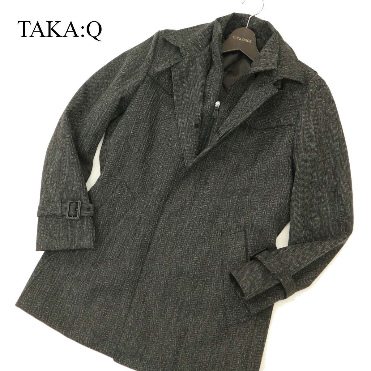 【目立った傷や汚れなし】TAKA:Q タカキュー 秋冬 中綿 ライナー付き★ ヘリンボーン柄 ステンカラー コート Sz.S メンズ グレー ビジネス C3T11153_C#Nの落札情報詳細 ...