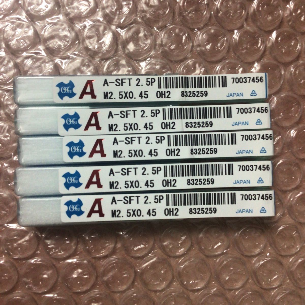 【未使用】5本 OSG STD M2.5x0.45 A-SFT オーエスジー 8325259 スタンダード スパイラル コーティング 粉末 ハイス CPM タップ M2.5 x 0.45 未 ...