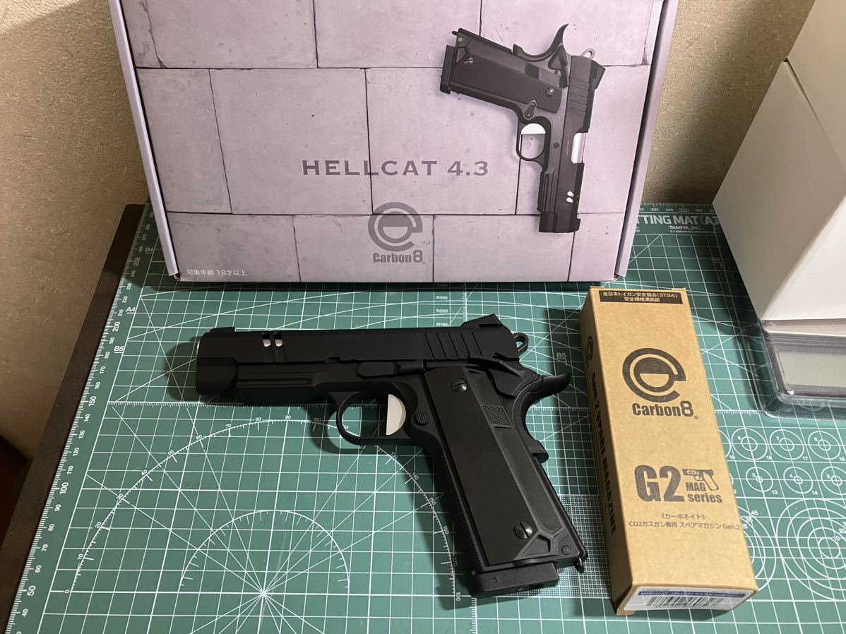 【未使用に近い】極美品 Carbon8 HELLCAT 4.3 co2 GBB スペアマガジン付 カーボネイト ヘルキャット カーボン8 HELL CAT 4.3 ガスガン M45 CQP ...