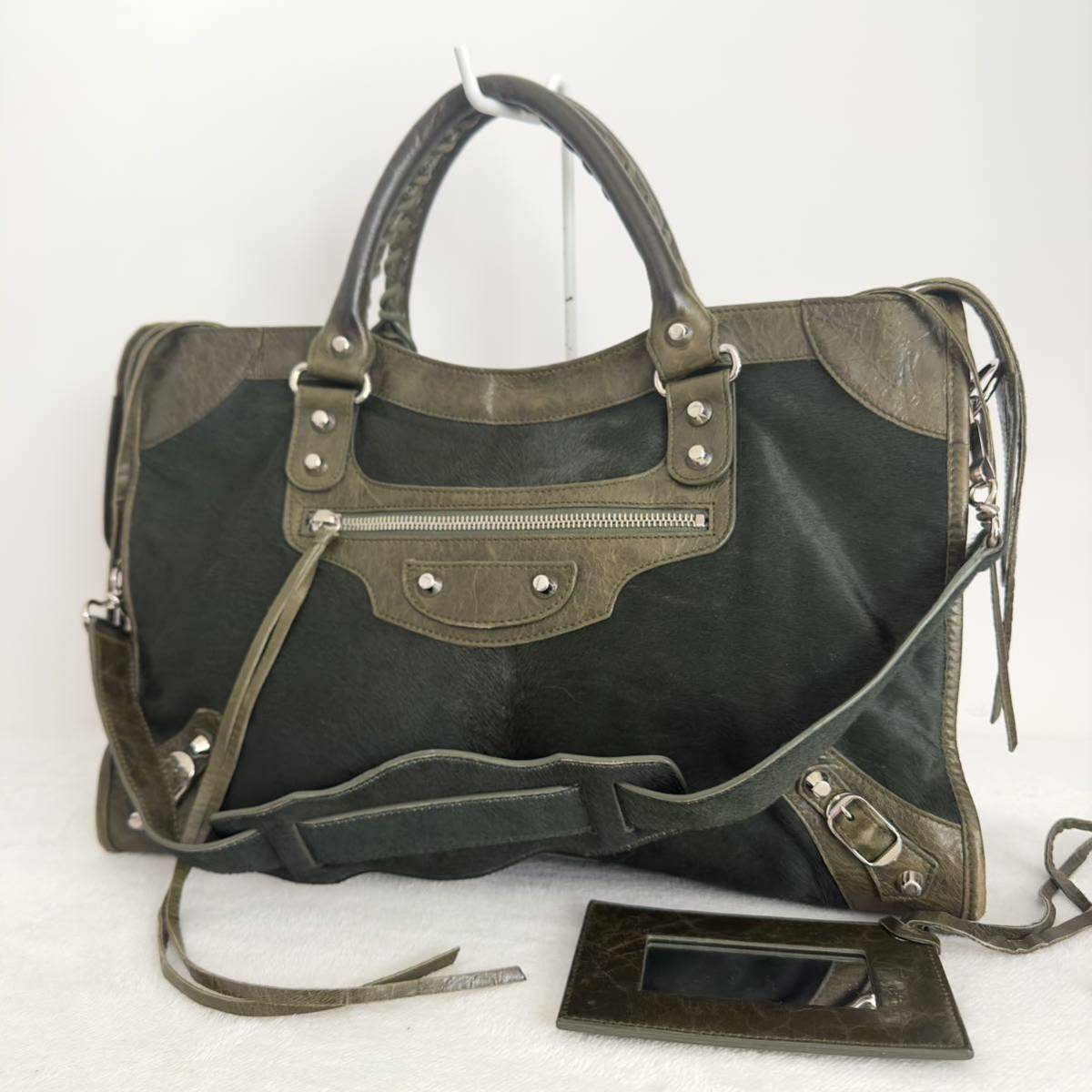 【傷や汚れあり】1円〜★BALENCIAGA バレンシアガ ザ・シティ ハンドバッグ 2way ハラコ 115748 エキゾチック ファー エディターズ レザー グリーン 緑の落札情報詳細 ...