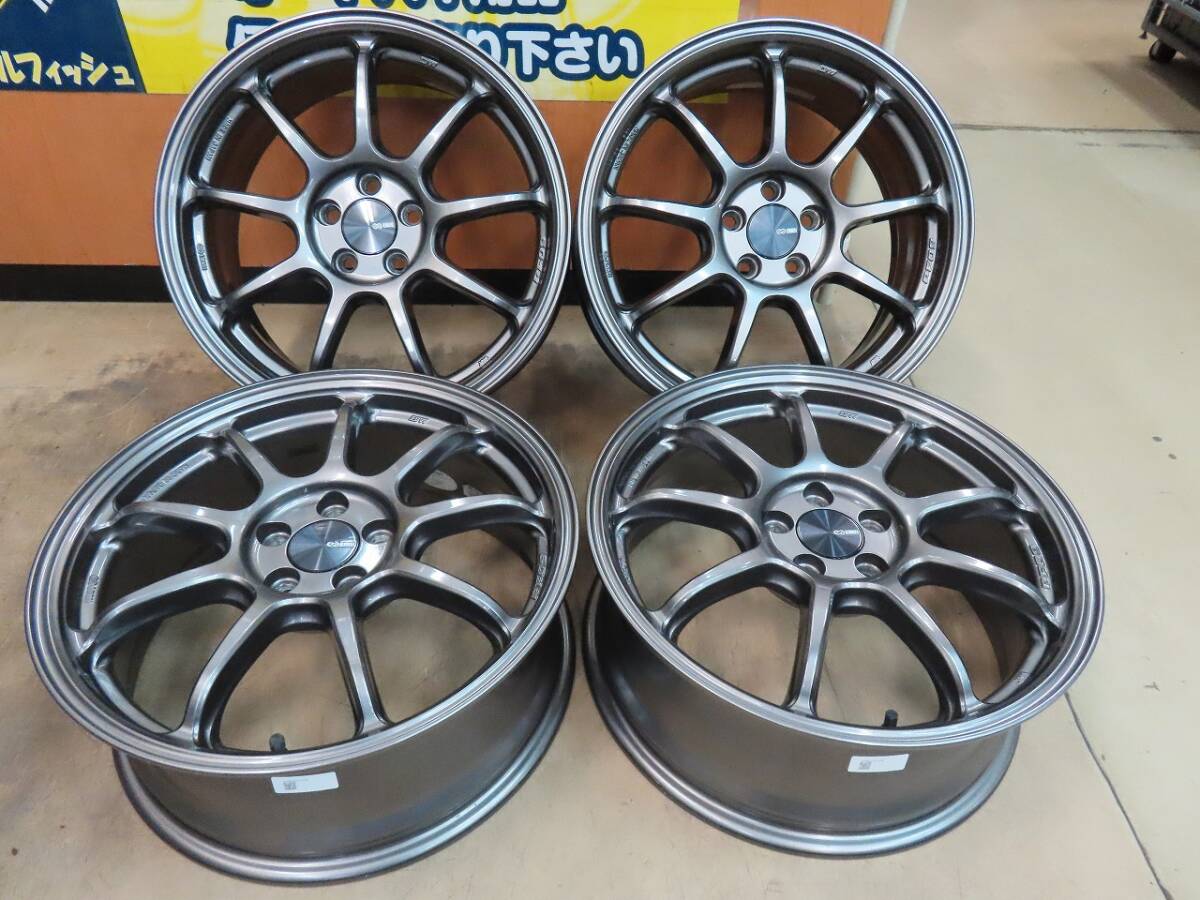 【やや傷や汚れあり】☆エンケイ パフォーマンスライン PF09 17インチ アルミ ホイール 7J +45 5穴 PCD100 ダークシルバー 4本 中古 ENKEI Performance ...