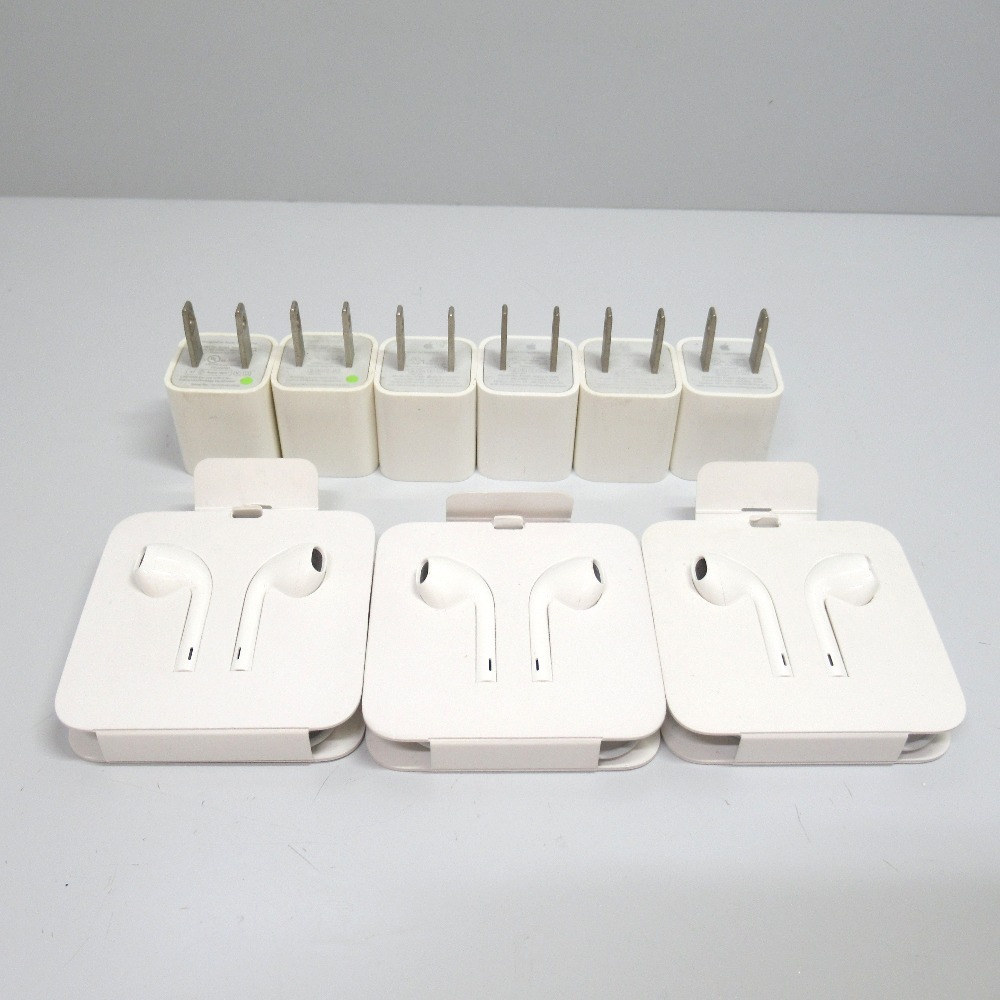【やや傷や汚れあり】Tj001 Apple アップル USB電源アダプタ6個(A1265×1個、 A1385×5個) 、イヤホン3個 中古 ...
