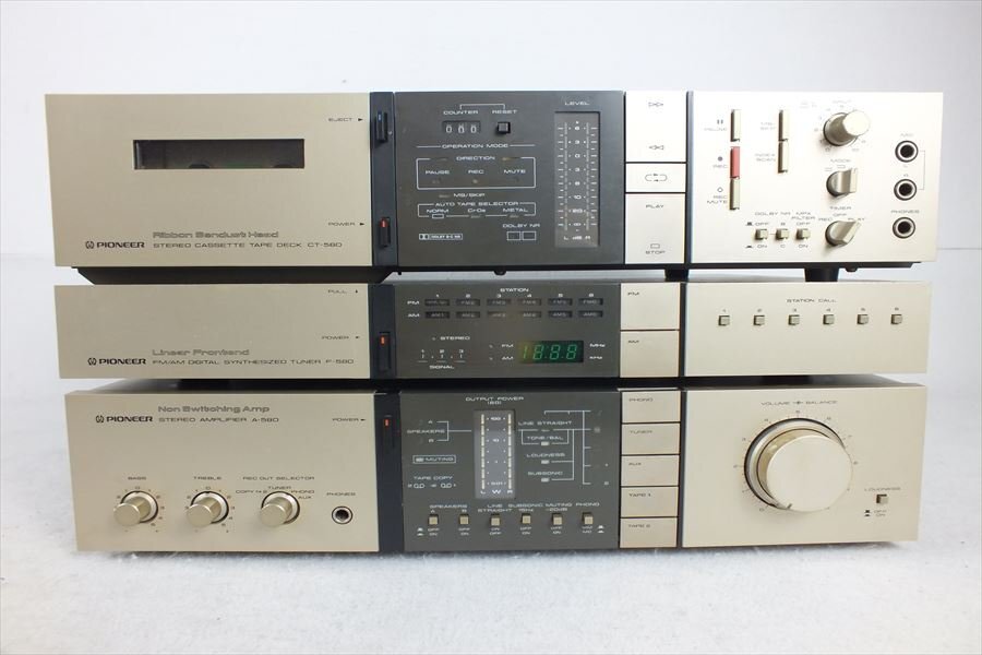 【やや傷や汚れあり】★ PIONEER パイオニア CT-580 A-580 F-580 アンプ/カセットデッキ/チューナーセット 中古 現状 ...