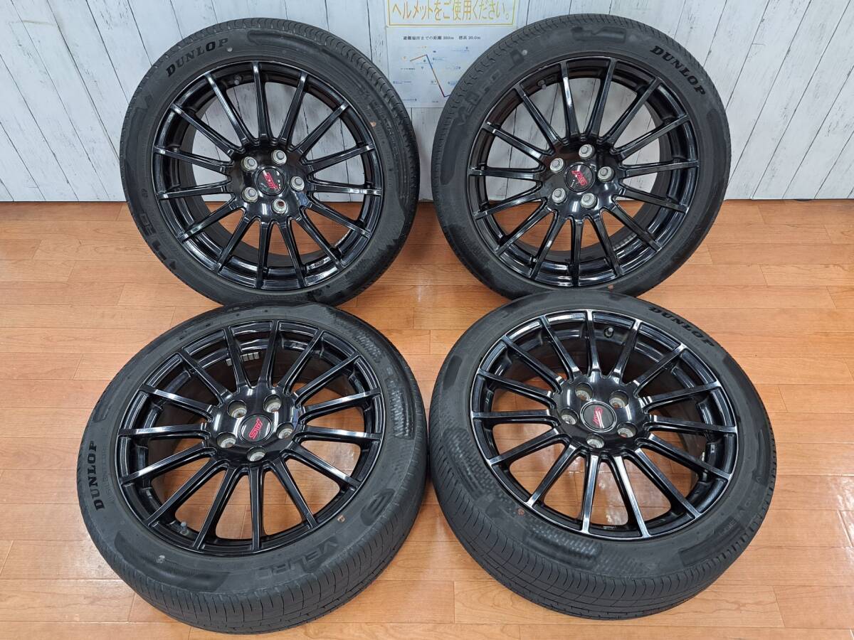 【やや傷や汚れあり】☆スバル 純正オプション STi 18インチアルミ ブラック 18×7.5J+55 PCD 114.3 5H 225/45R18 2022年製タイヤ 4本 レヴォーグ ...