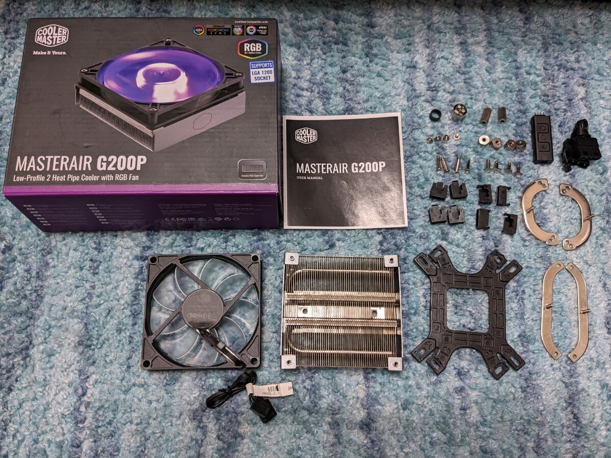 【全体的に状態が悪い】0605u1744 Cooler Master MasterAir G200P RGB CPUエアクーラー 39.4mm ヒートシンク C型ヒートパイプ2本 92mm ...