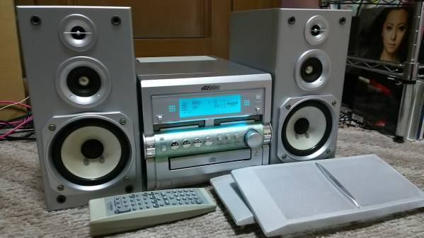 【目立った傷や汚れなし】希少稼働品 Victor/ビクター UX-W5-S(CA-UXW5-S) CD-MD倍速録音可 CD・ダブルMD・カセットコンポ（シルバー） アンテナ/リモコン付きの ...