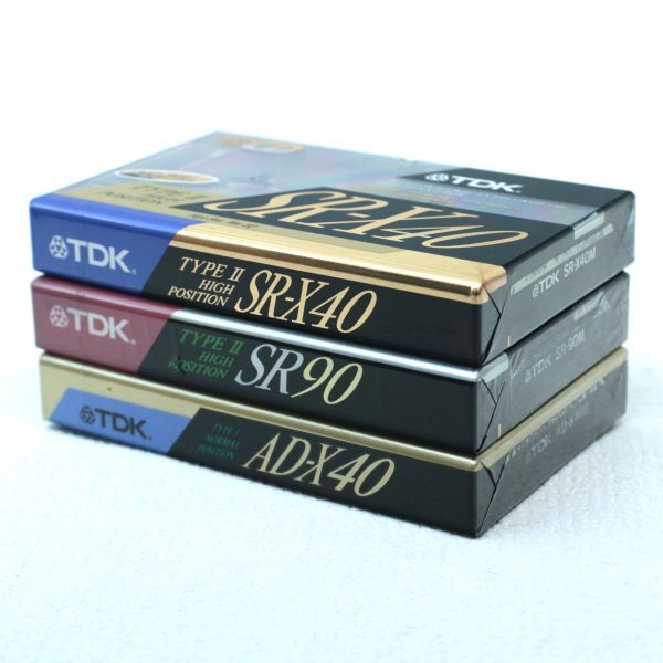 【未使用】033b 未開封 ジャンク 3種 3本 TDK SR-X 40 SR 90 AD-X 40 ハイポジ ノーマル カセットテープ リスク品 当時物 SR-X40M SR-90M AD ...