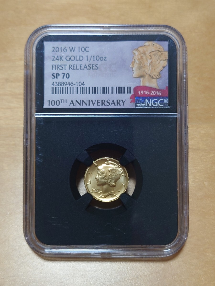 【未使用】【1円スタート・送料無料】『NGC SP70 2016 W 10C 24K GOLD 1/10oz EARLY RELEASES ...