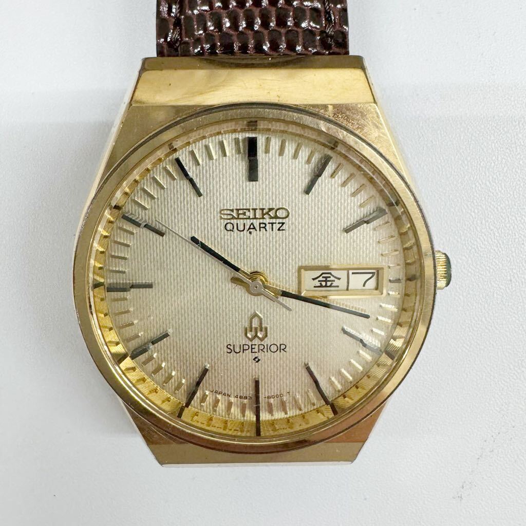 【未使用に近い】05ys 極美品 SEIKO 4883-8100 SUPERIOR セイコー スーペリア クォーツ デイト 腕時計 ビンテージ ...