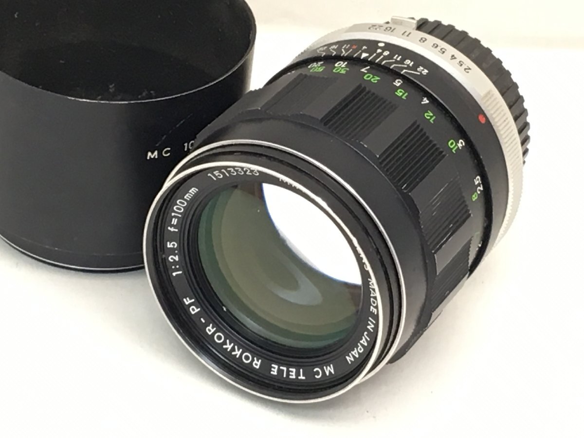 【やや傷や汚れあり】MINOLTA MC TELE ROKKOR-PF 1:2.5 f=100mm 一眼レフカメラ用 レンズ フード付き ジャンク 中古【UW060396】の落札情報詳細 ...