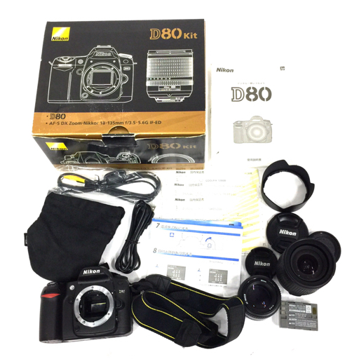 【目立った傷や汚れなし】1円 Nikon D80 NKR-D80(B) NIKON DX AF-S NIKKOR18-135mm 1:3.5-5.6G ED デジタル一眼 デジタルカメラ 元箱 ...