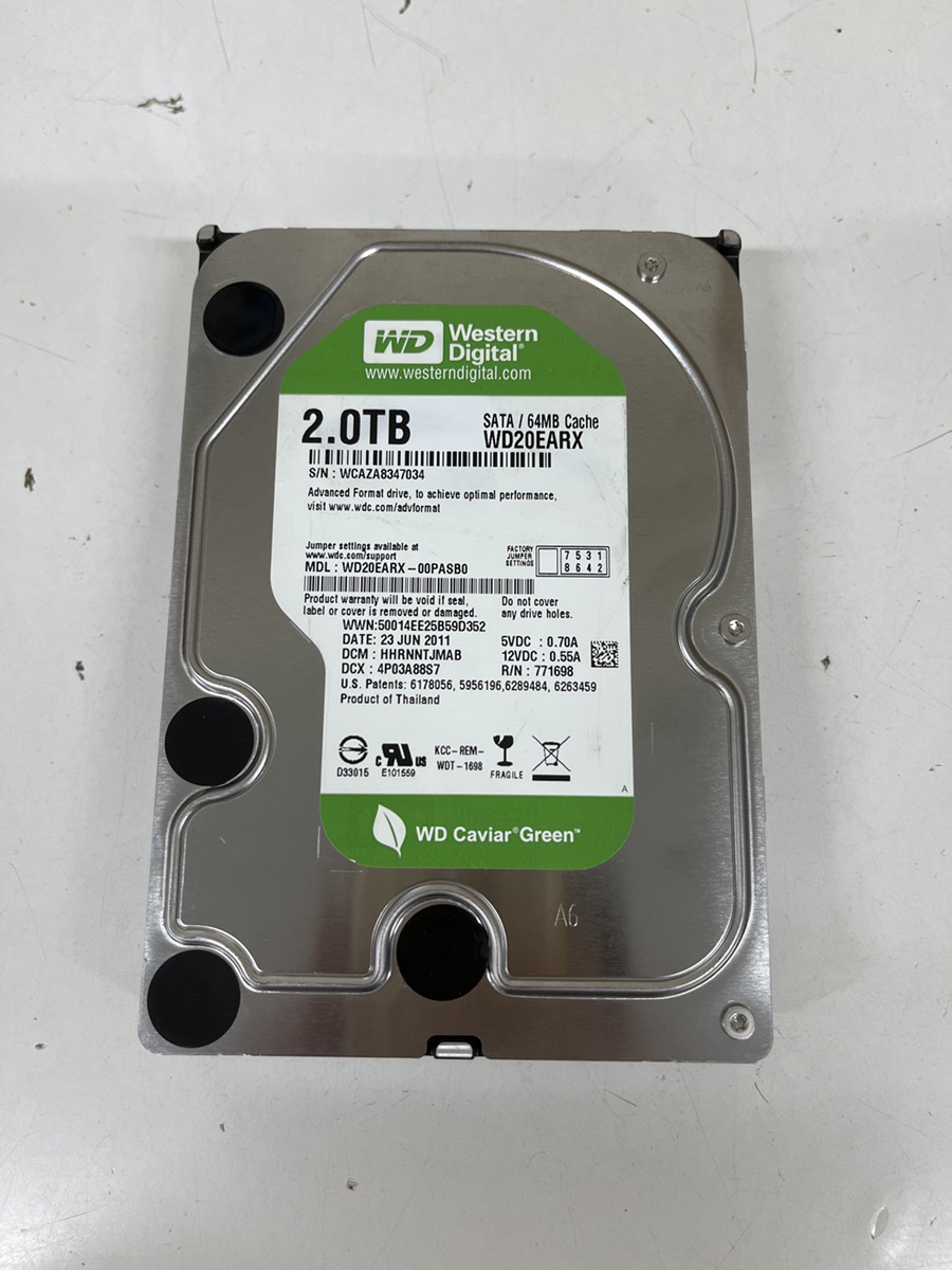 【傷や汚れあり】ウエスタンデジタル(Western Digital) WD20EARX Caviar Green 3.5inch 2.0TB ...