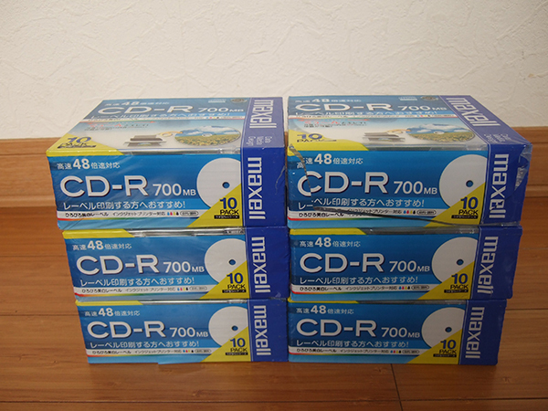 【未使用】未使用品 合計60枚 maxell マクセル データ用 CD-R CDR700S.WP.S1P10S 48倍速 インクジェットプリンター対応 700MB 5mmケースの落札情報詳細 ...