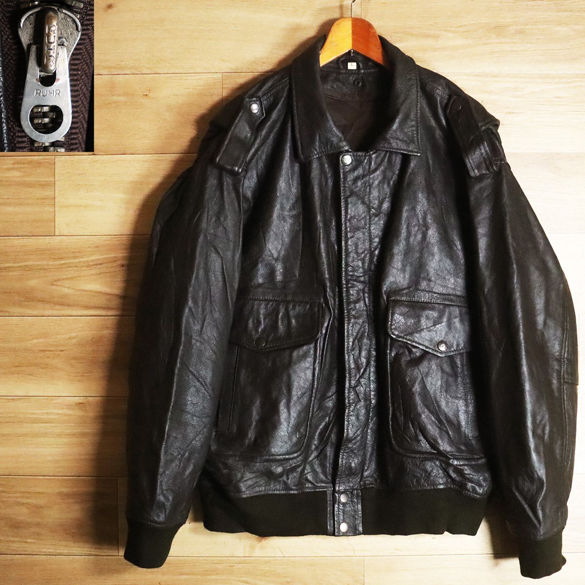 【やや傷や汚れあり】B5S/Y9.6-3 ユーロヴィンテージ フライトジャケット 本革 レザージャケット RUHRジッパー Lサイズ A-2 G-1 革ジャン 皮ジャン の落札情報詳細 ...