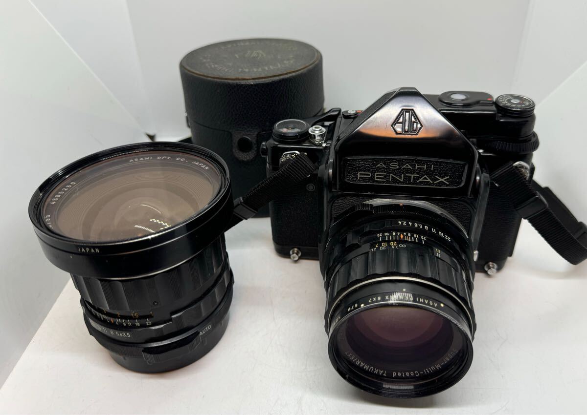 【やや傷や汚れあり】ASAHI PENTAX 6×7 TTL 中判フィルムカメラ /Super-Multi-Coated TAKUMAR/6×7 1:2.4/105 / 1:3.5/55 ...