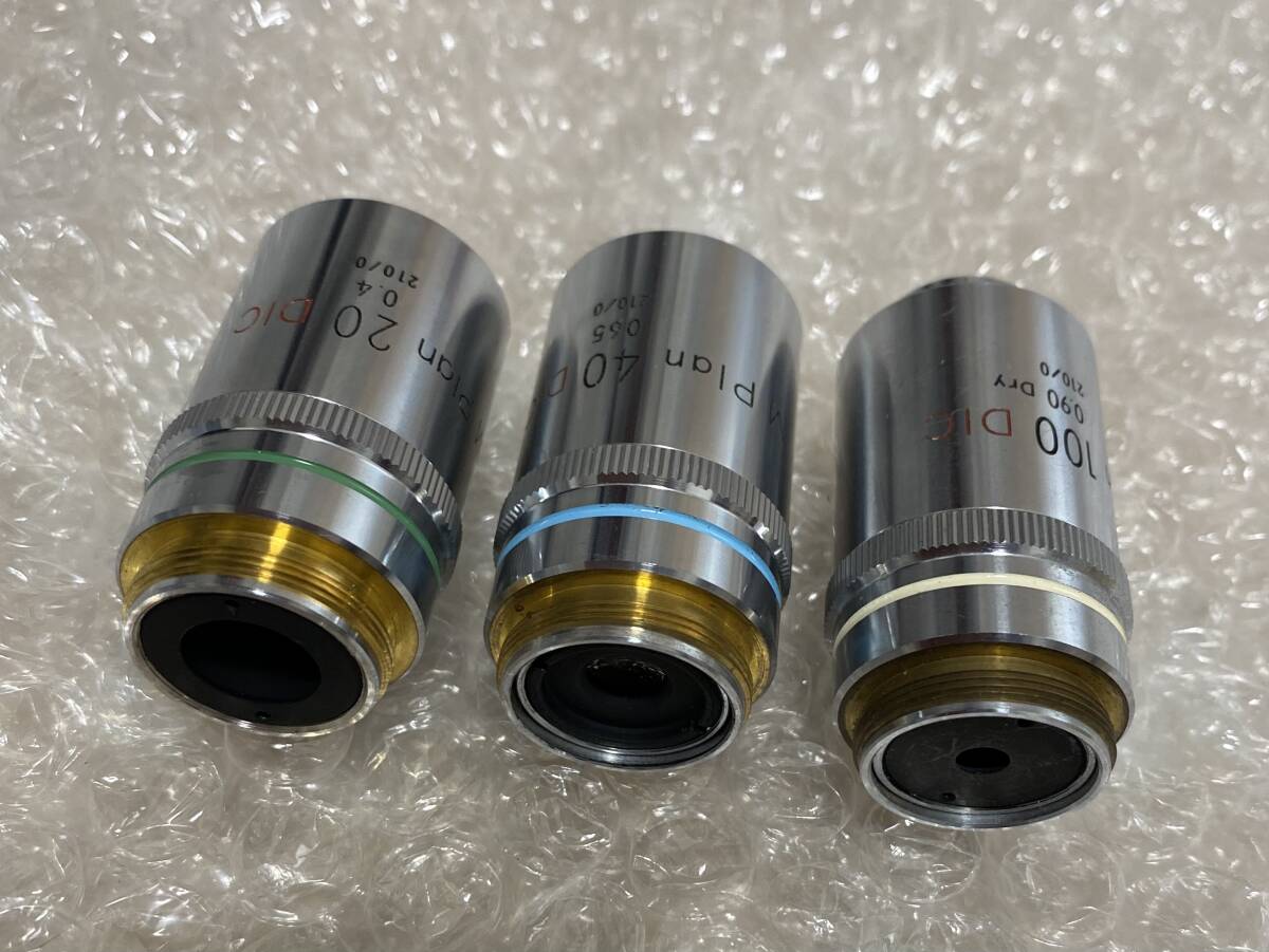 【傷や汚れあり】★ニコン Nikon 対物レンズ 3個セット（M Plan 20 DIC 0.4 210/0 ）（M Plan 40 DIC 0.65 210/0 ）（M Plan 100 ...