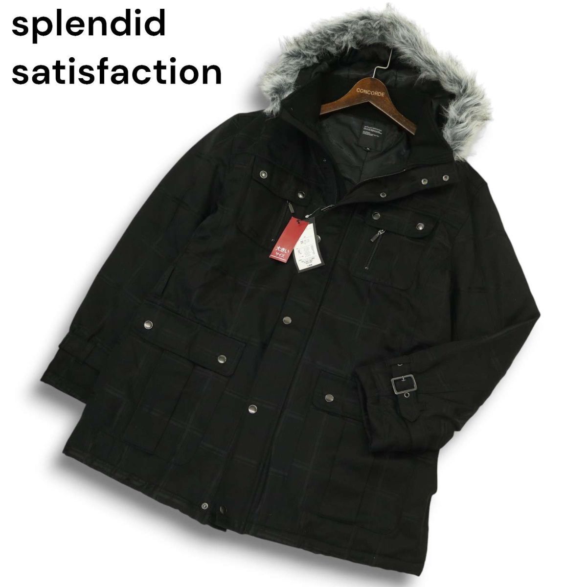 【未使用】【新品 未使用】00s★Y2K japanese label splendid satisfaction サティスファクション モッズコート Sz.3L メンズ 黒 C4T09955 ...