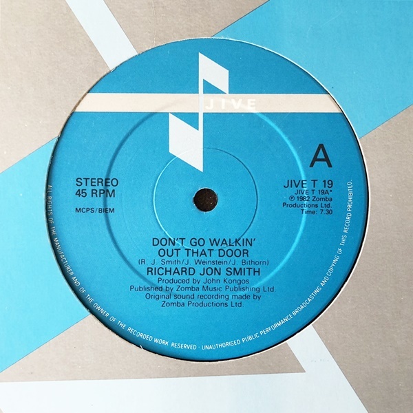 【目立った傷や汚れなし】【Disco 12】Richard Jon Smith / Don't Go Walkin' Out That ...