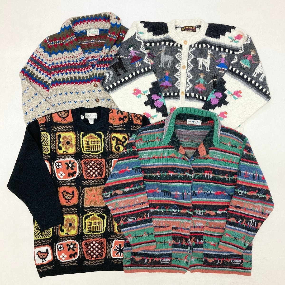【やや傷や汚れあり】 古着 セーター カーディガン 4点 ニット アルパカ ペルー製 イタリア製 フランス製 メンズ レディース サイズMIX 卸 現状品 2.37kg の落札情報詳細 ...