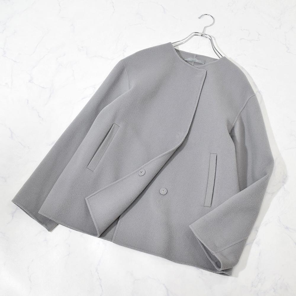 【目立った傷や汚れなし】定価80,300円 セオリーリュクス theory luxe 2020AW ノーカラー カシミヤ ウール Wフェイス ...