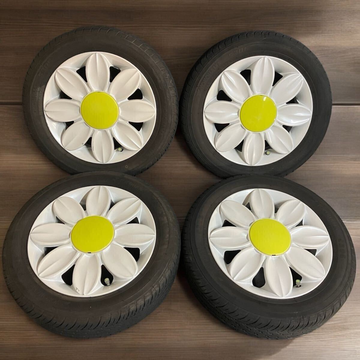 【やや傷や汚れあり】2021年製ヨコハマ付 PIAA FULALA 155/65R14 4.5J+45 4穴 PCD100 社外 14インチ ...