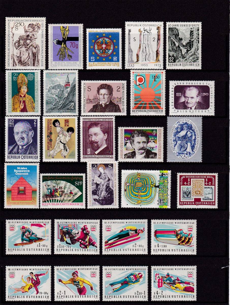 【やや傷や汚れあり】26 オーストリア【未使用】＜「1975年版 SC#1011～#1029,#B331～B339」 記念19種・全揃＋付加金9種 / 黒台紙入 ＞の落札情報詳細 ...