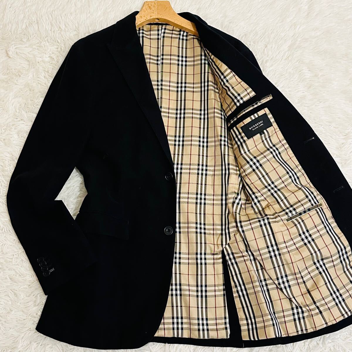 【目立った傷や汚れなし】極美品! 希少L バーバリーブラックレーベル ベロア テーラードジャケット ノバチェック 総柄 ベルベット ストレッチ BURBERRY BLACK LABELの落札 ...