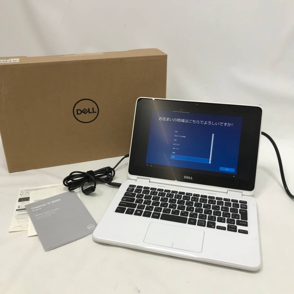 【目立った傷や汚れなし】‡0870 DELL 11.6型 ノートパソコン Inspiron 11 3000 ホワイト P25T 2-in-1 ...