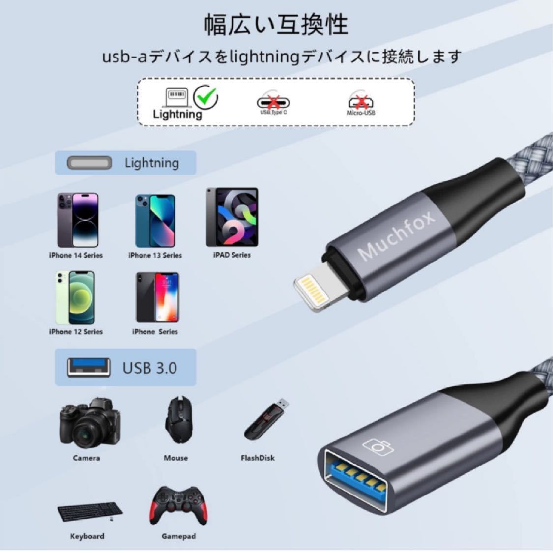【未使用】2023新版MFi認証品】Muchfox iPhone usb 3.0 otg 変換アダプタ lightning usbカメラアダプタ iphone 変換アダプタの落札情報詳細 ...