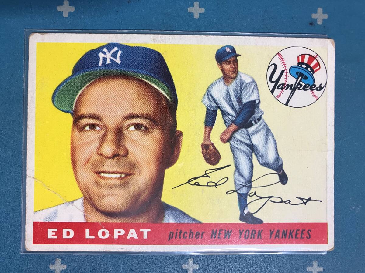 【やや傷や汚れあり】1955 Topps Baseball 本物 Vintage #109 Ed Lopat New York Yankees ...