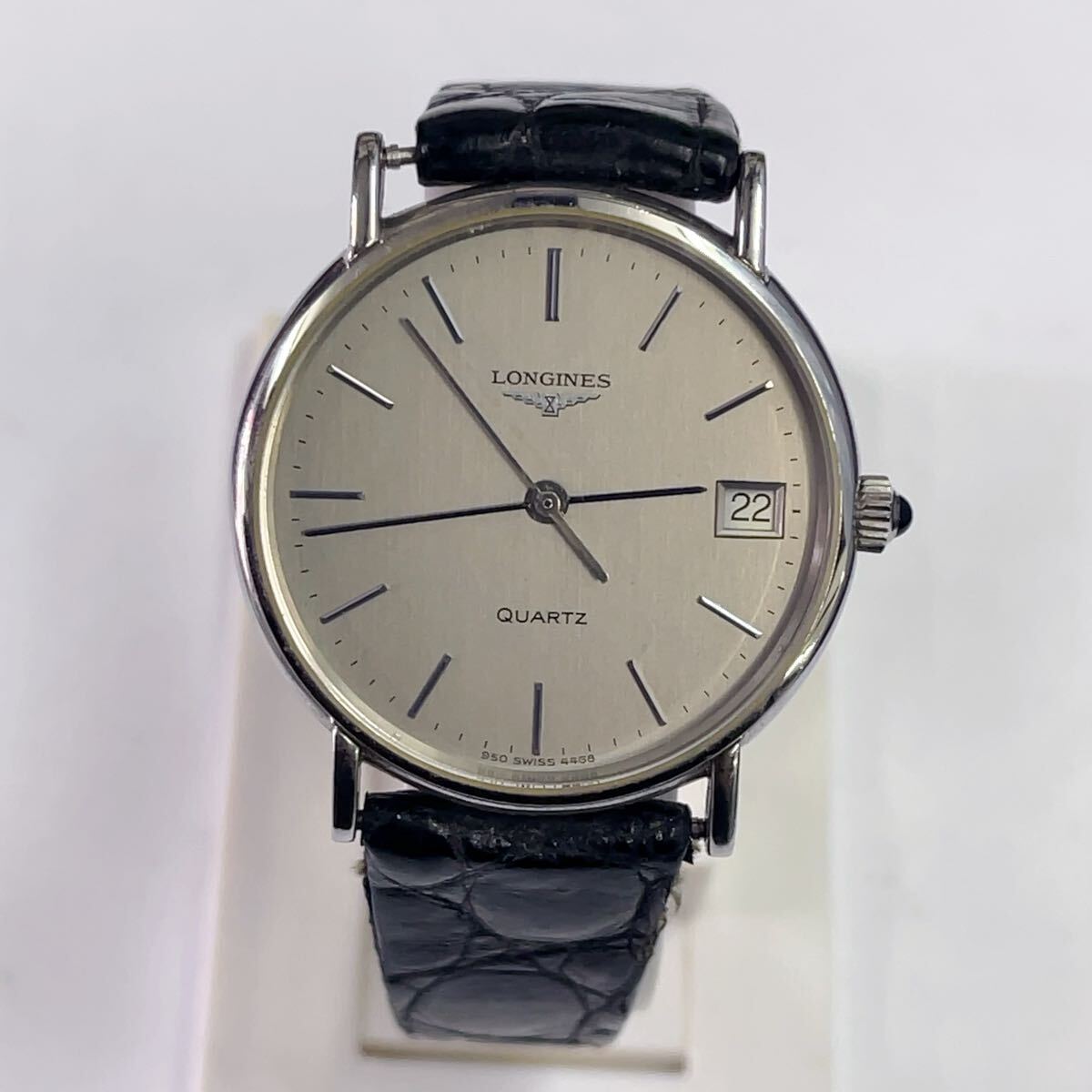 【やや傷や汚れあり】LONGINES ロンジン メンズ腕時計 クォーツ デイト アナログ シルバー文字盤 950 SWISS 4468 不動品 ...