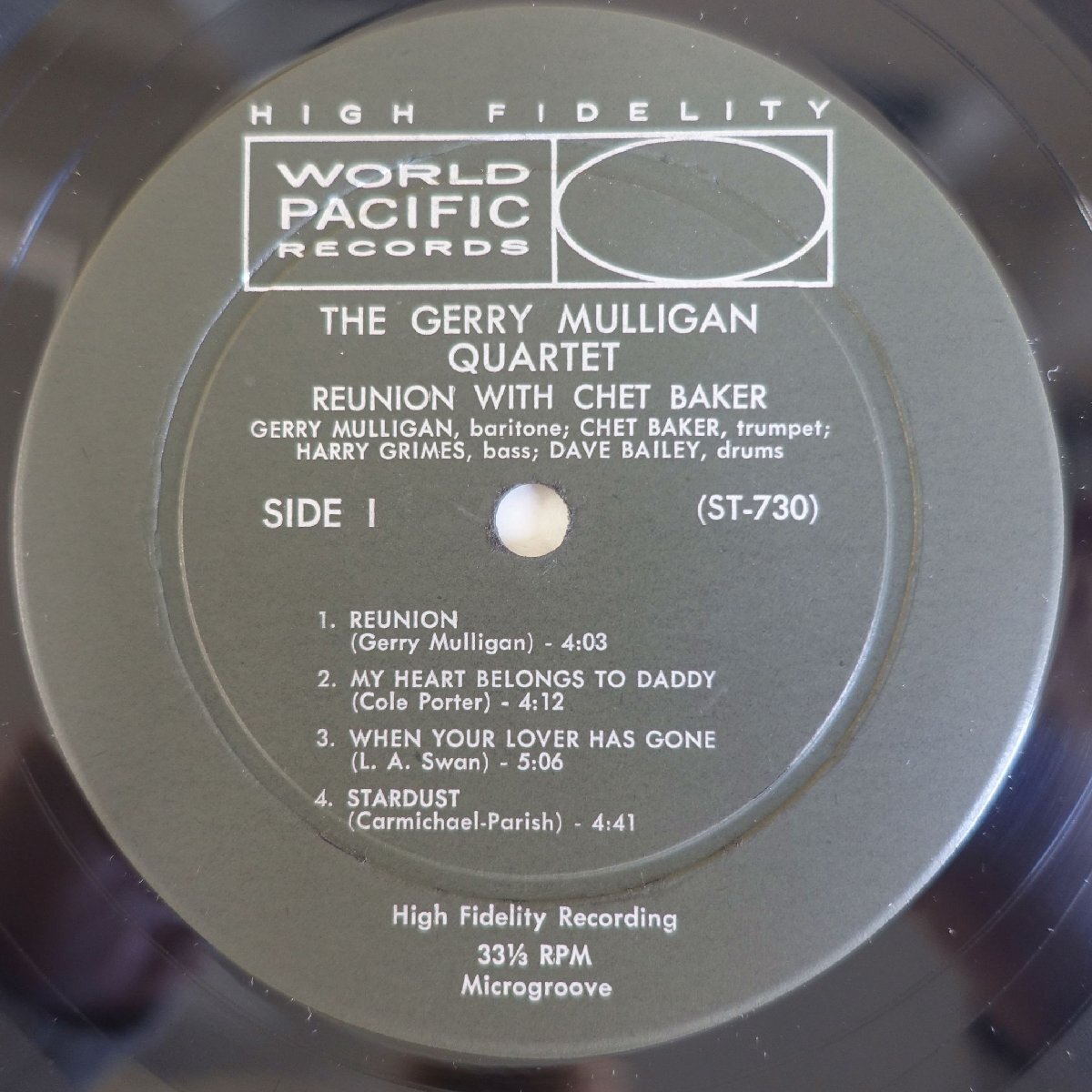 【やや傷や汚れあり】14038681;【ほぼ美盤/US盤/World Pacific/黒ラベル/深溝】Gerry Mulligan Quartet / Reunion With Chet ...