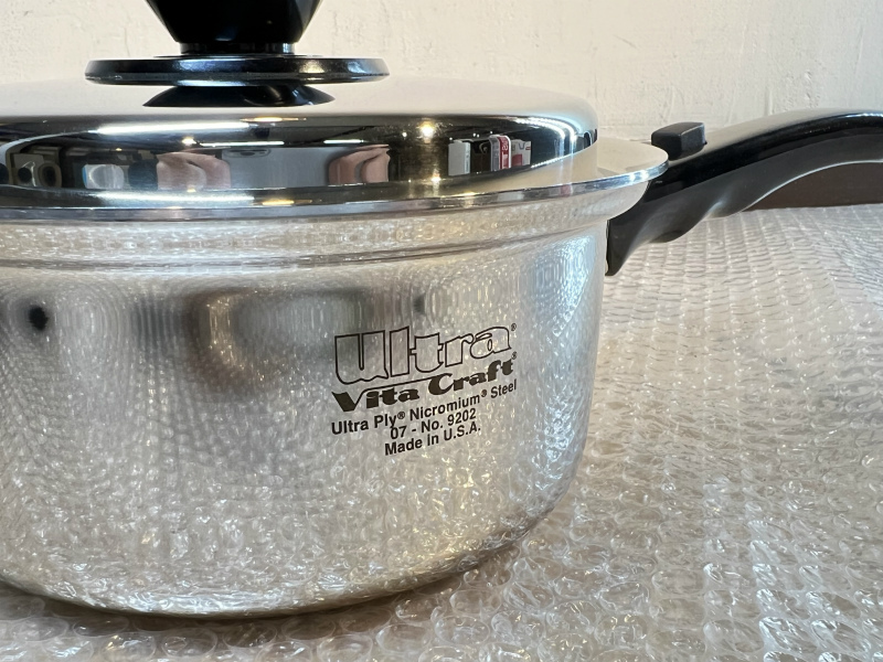 【傷や汚れあり】中古品 Vita Craft / ビタクラフト 片手鍋 蓋付き 直径 約17cm/内側 Ultra ply Nicromium Steel 07-No.9202 U.S.A.製 ...