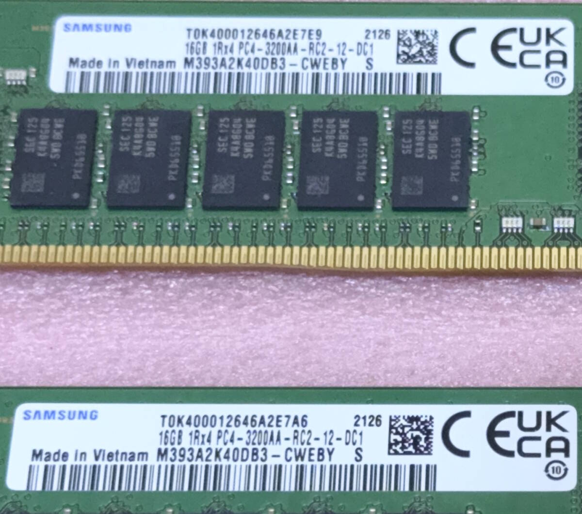 【目立った傷や汚れなし】 Samsung M393A2K40DB3-CWEBY 2枚セット *PC4-25600/DDR4-3200/PC4-3200AA ECC REG/Registered ...