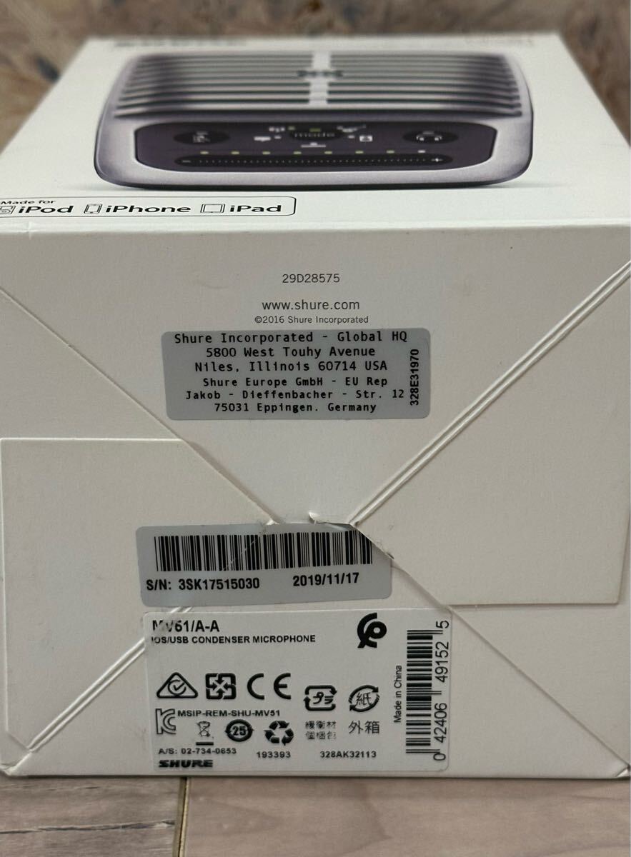【目立った傷や汚れなし】【美品マイク】SHURE コンデンサーマイク 在宅勤務/ウェブ会議 MOTIVシリーズ MV51 iOS対応 ...