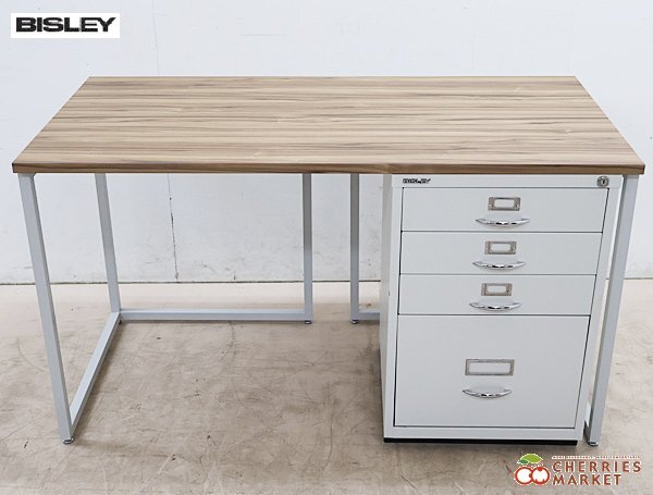 【やや傷や汚れあり】 展示品 BISLEY ビスレー オフィスデスク 机 アップル＆Lフット 600＆1F3 ファイリングキャビネット 引出4段 鍵付 デスクセット 17万の落札情報詳細 ...