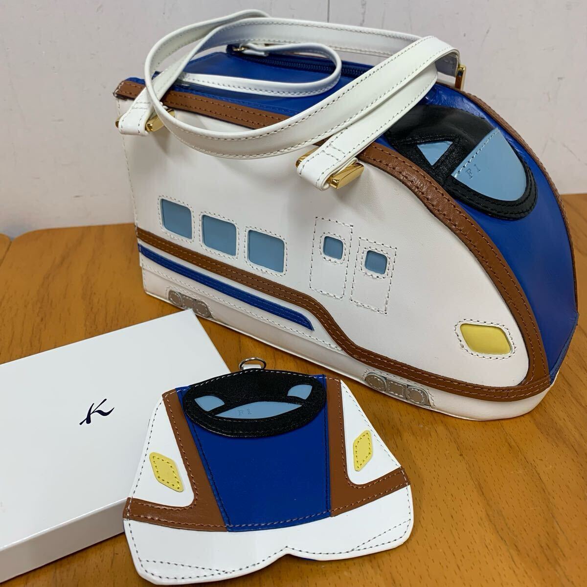 【傷や汚れあり】7-138 Kitamura motomachi キタムラ ハンドバッグ パスケース セット 新幹線 電車 モチーフ 横浜元町 ...