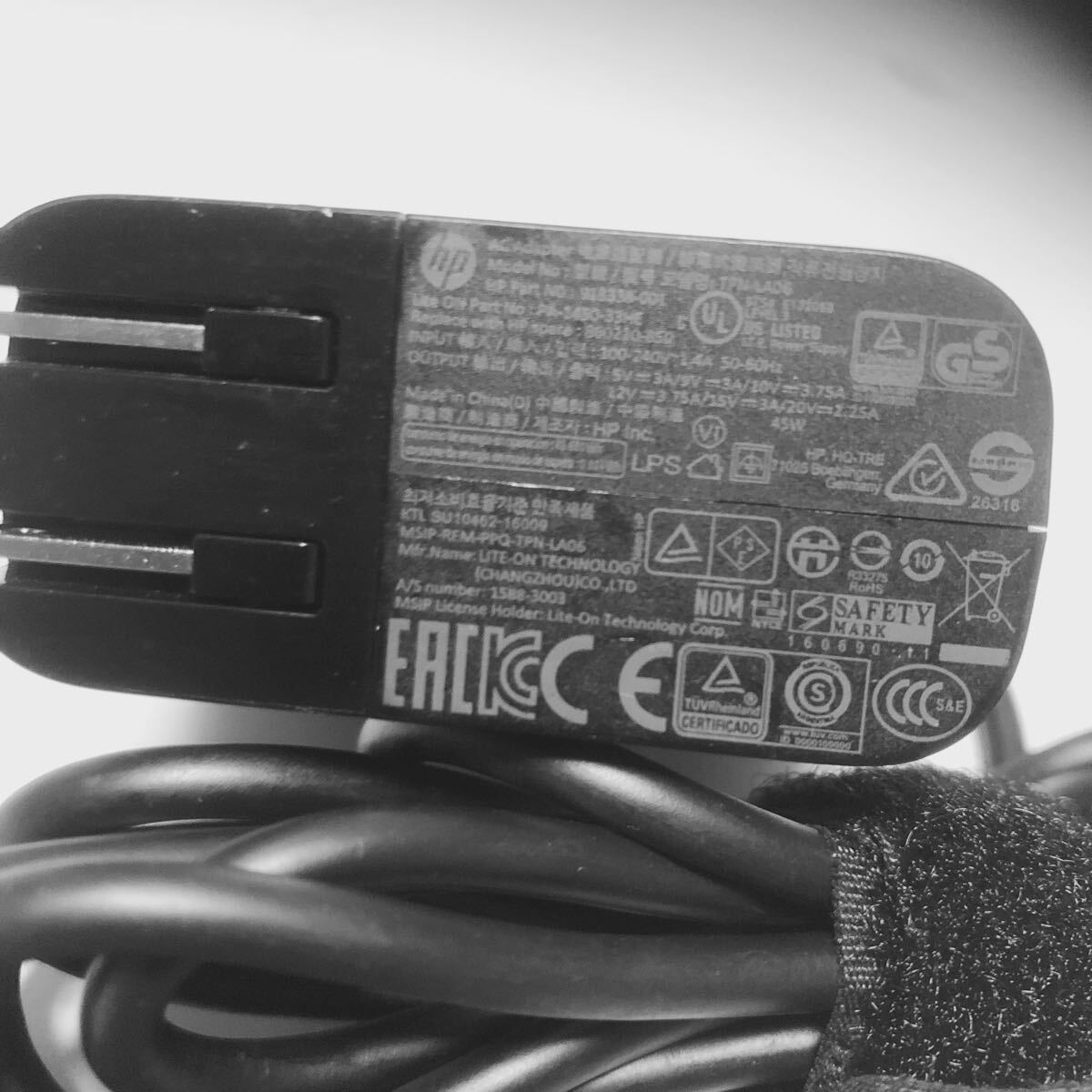 【目立った傷や汚れなし】中古純正HP ACアダプター TPN-LA06/TPN-DA07 45W TPC- ACアダプター USB Power ...