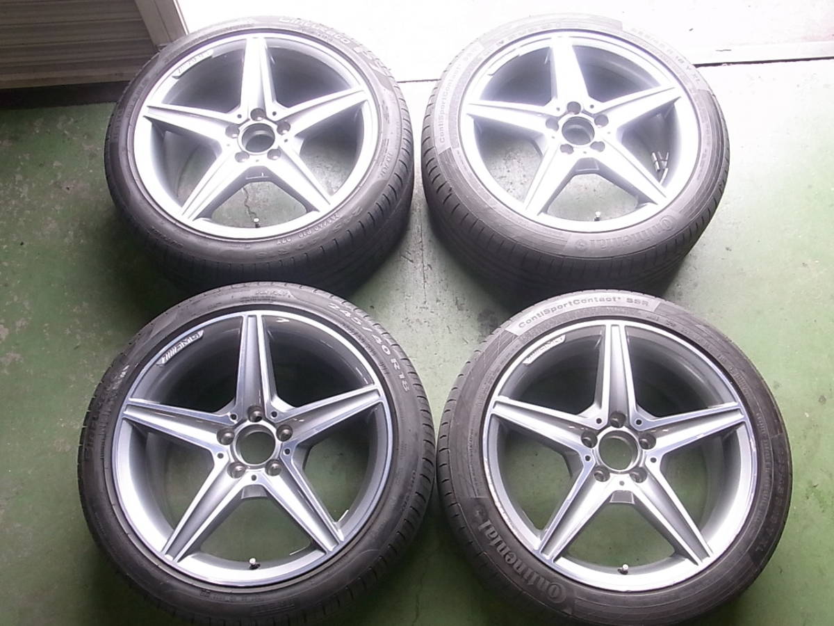 【傷や汚れあり】ベンツ Cクラス W205 純正タイヤホイール AMG [7.5Jx18 H2ET44/8.5Jx18 H2ET49 ...