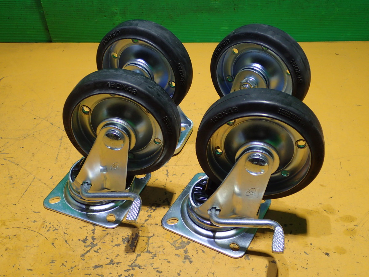 【新品】【ナンシン】キャスター 4個セット 自在型(M-150)/固定型(R-150) ストッパー付 150×42mm 前後セット 長期在庫/未使用の落札情報詳細 - Yahoo!オークション ...