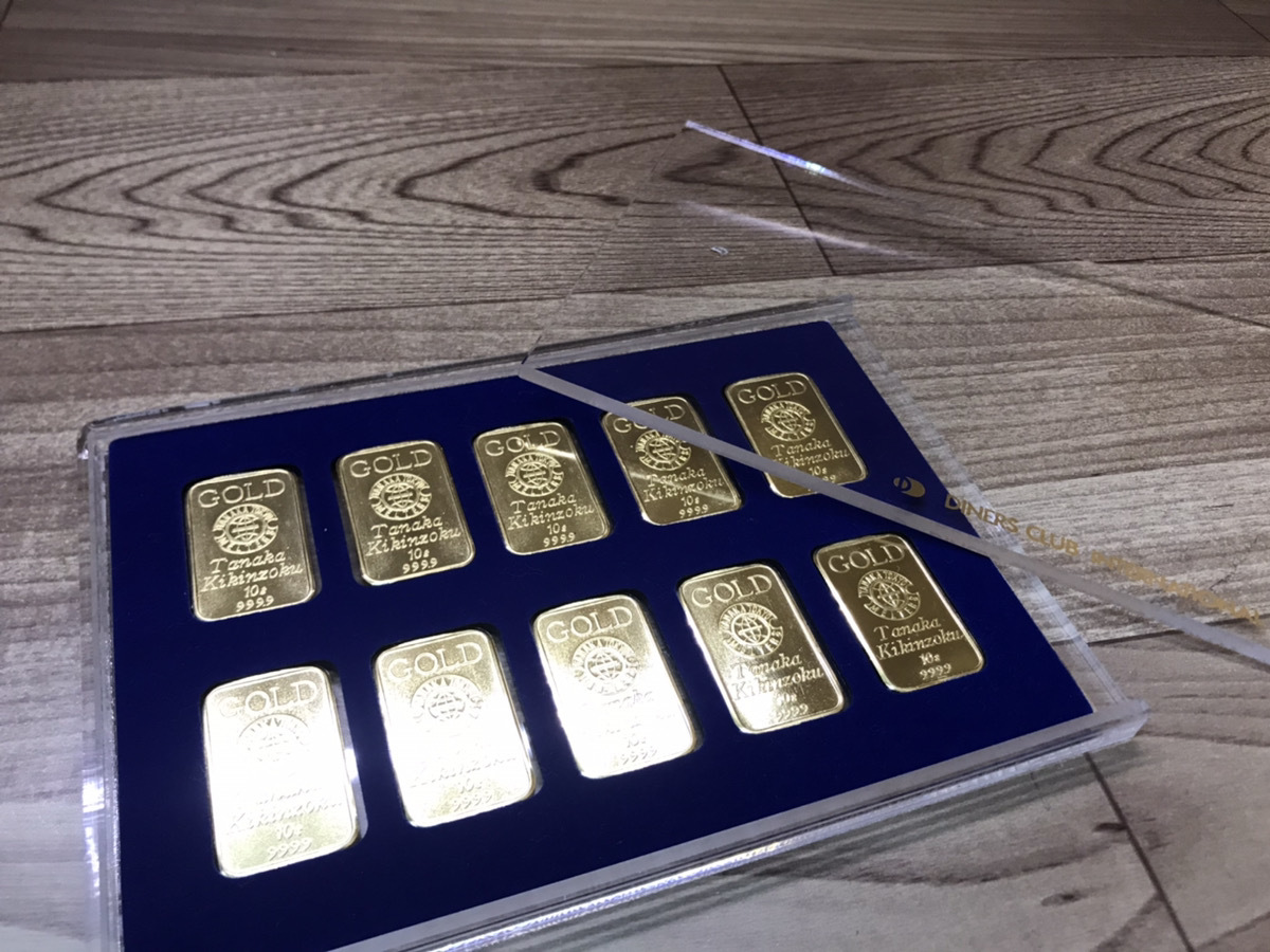 田中貴金属 K24（24金）純金 インゴット インゴットプレート 10g×10枚セット 合計100g ケース付き♪ まずまず美品（良品） の落札情報詳細| ヤフオク落札価格情報 オークフリー ...