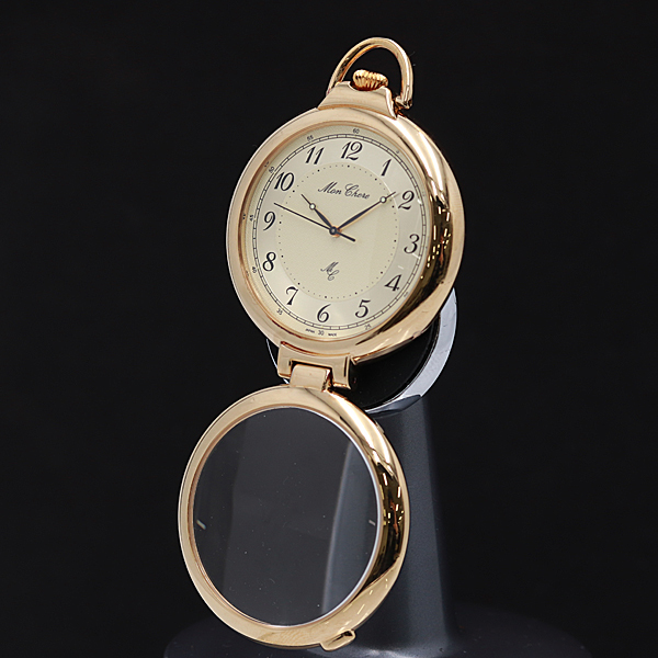 【中古】1円★アンティーク 稼働品【Mon Chere/モンシェール】SV925刻印 懐中時計 ゴールドカラー QZ/クォーツ ...