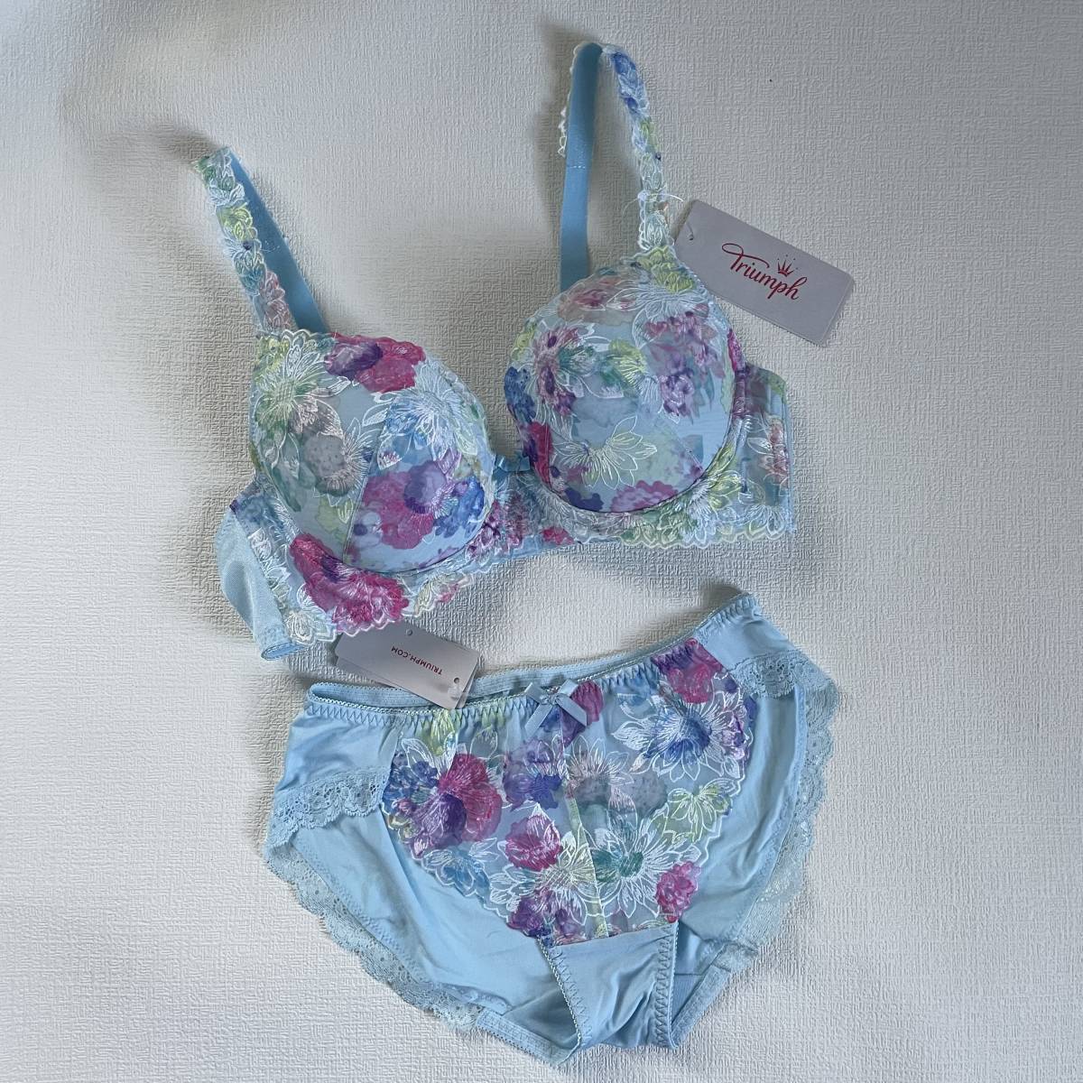 【未使用】新品【トリンプ】F70/LL ブルー AC007 ブラ＆ショーツセット インナー 上下セット 定価5500円 水彩画の落札情報詳細 - ヤフオク落札価格検索 オークフリー