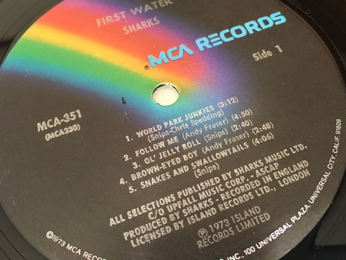 【やや傷や汚れあり】【シュリンクあり】Sharks / First Water LP US MCA RECORDS MCA351 73年1st ...